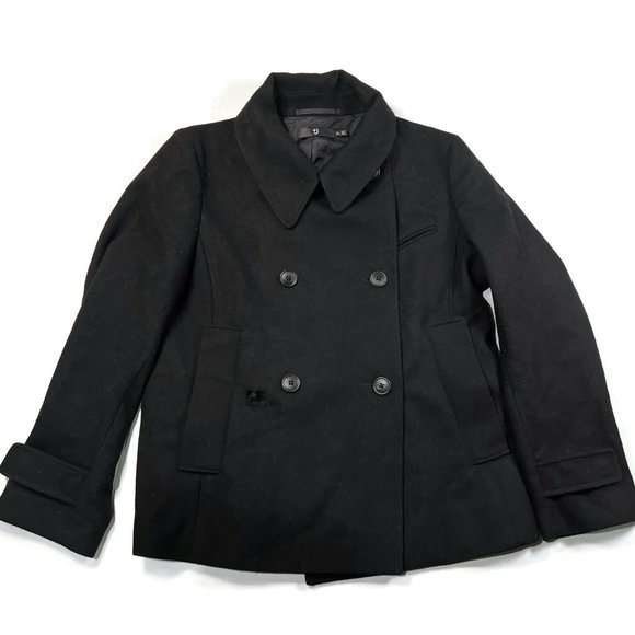 Uniqlo | Jackets & Coats | Uniqlo U Womens Xl Black Wool Pea Coat ...